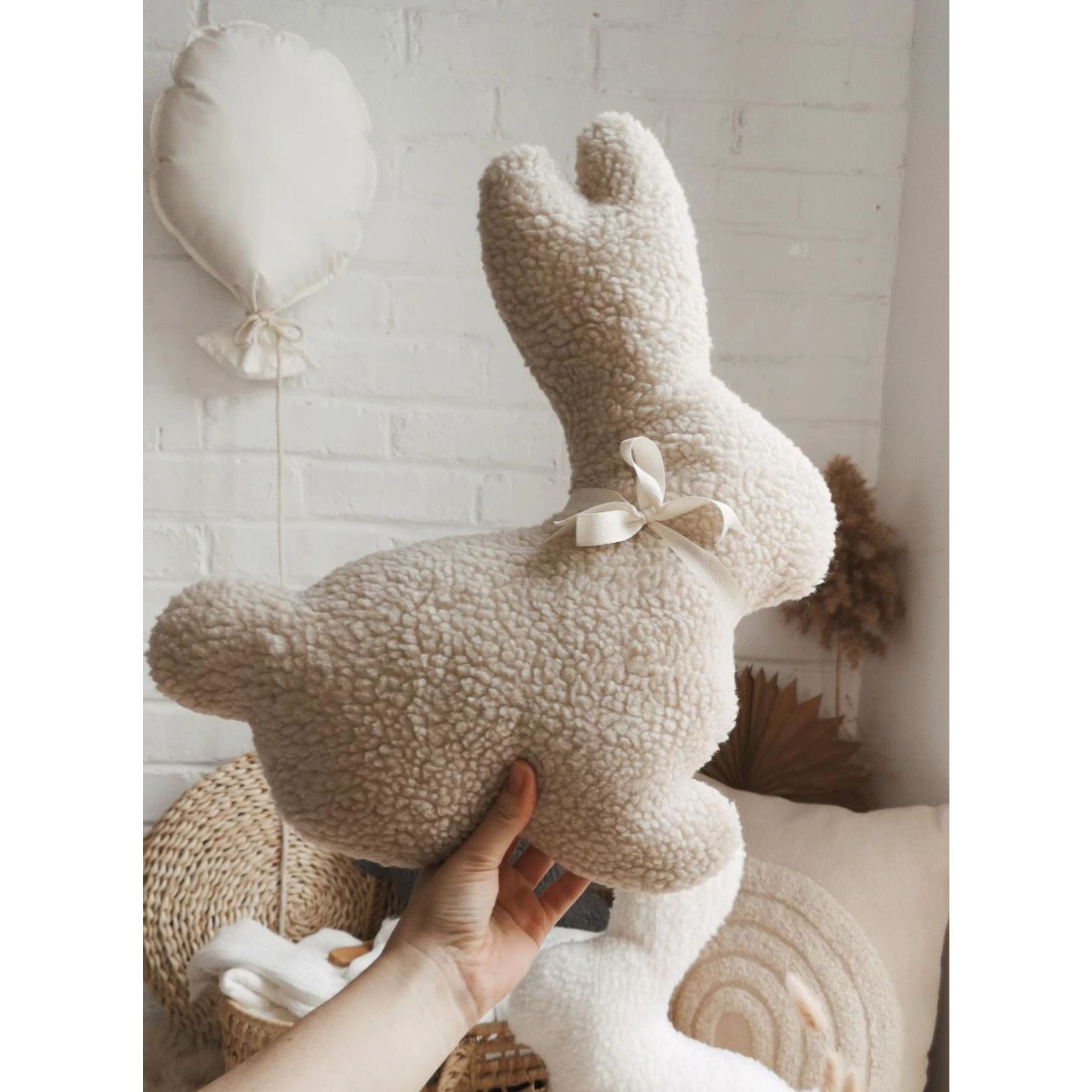Decorative Bunny Plush Pillow - Beige | Linen Chest