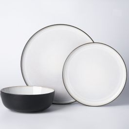 Brilliant Quartz Noir Dinnerware Set, 12 Pieces | Linen Chest