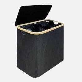 Laundry Basket with 2 Inner Bags and Lid - Black | Linen Chest