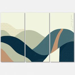 Abstract Geometric Landscape with Hills Canvas Wall Art | Linen Chest