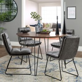 Industrial Vintage-Style Upholstered Dining Chairs, Set of 2 - Grey ...