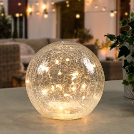 Crackled Glass Sphere with LED Light by Torre & Tagus | Linen Chest