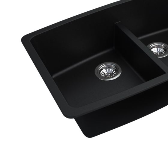 Soothera Granite Double Bowl Top Mount Kitchen Sink - Black | Linen Chest