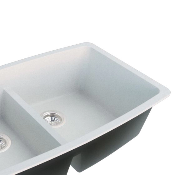 Soothera Évier de cuisine en granite à double bac encastré par le ...