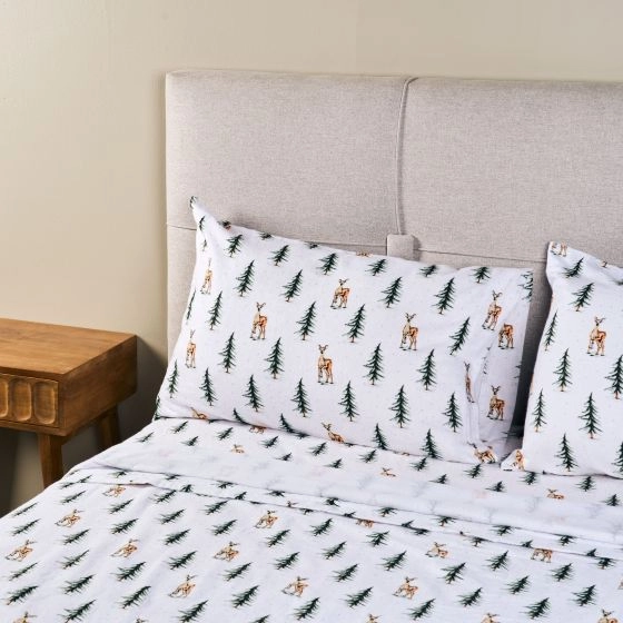 Deer Trees Flannel Sheet Set | Linen Chest