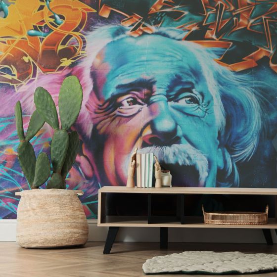 Einstein Street Art Wallpaper Mural | Linen Chest