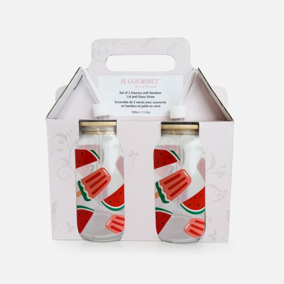 JS Gourmet Glasses with Watermelon decal, Set of 2 | Linen Chest
