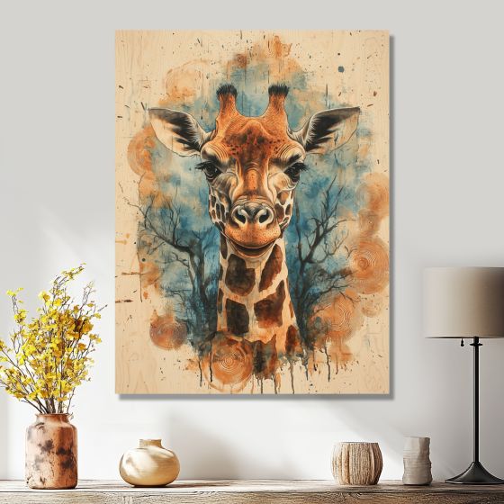 Silent Watcher – Giraffe in African Savannah | Linen Chest