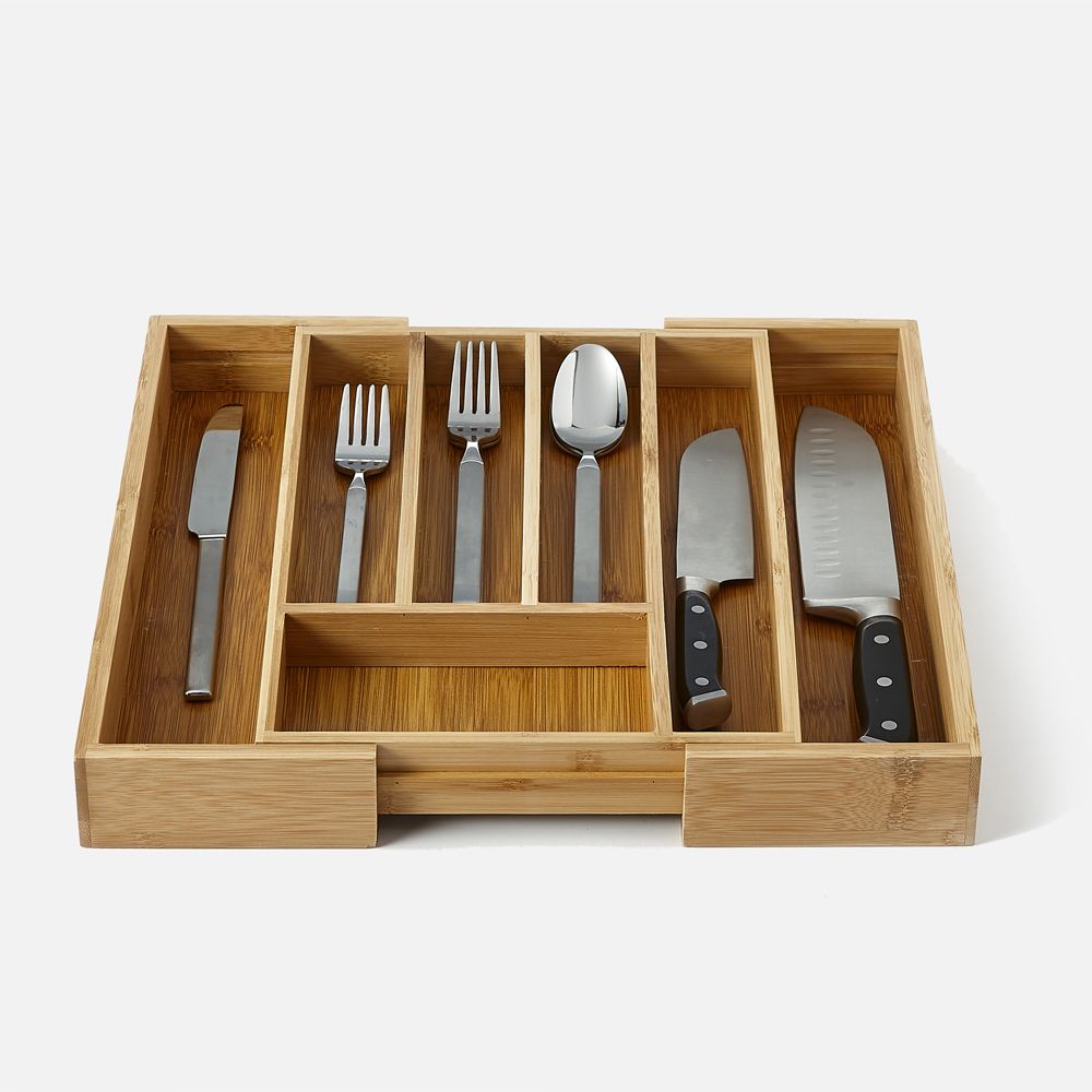Expandable Bamboo Cutlery Tray - Natural Color | Linen Chest