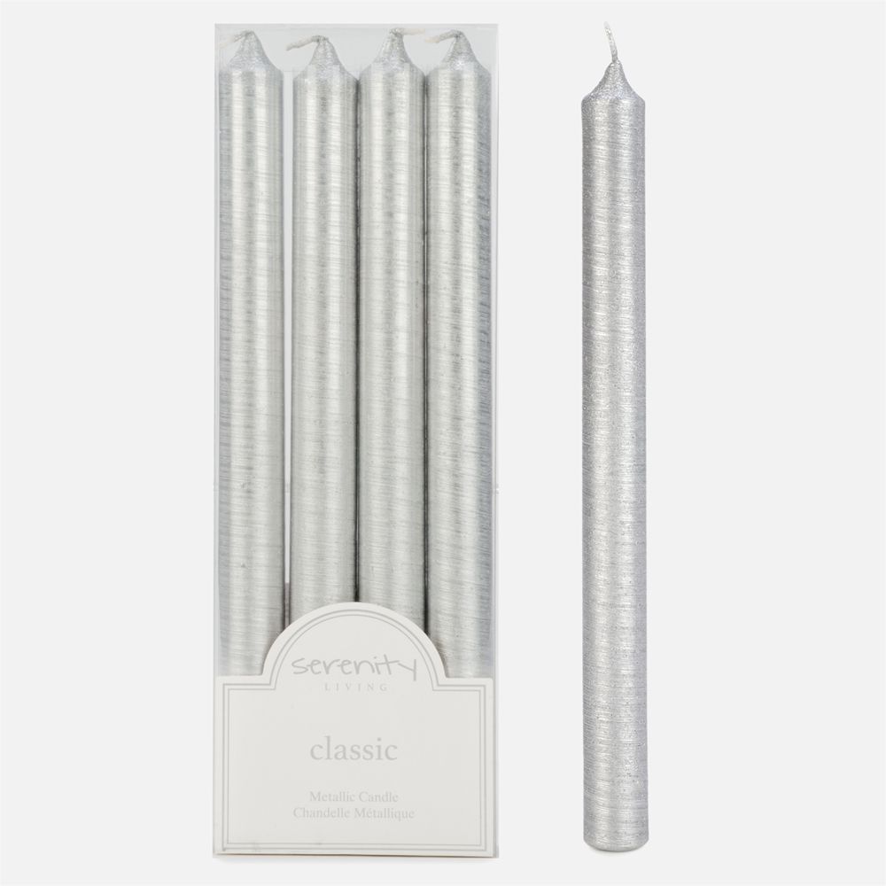 Dinner Candles, Set of 4 - Silver | Linen Chest