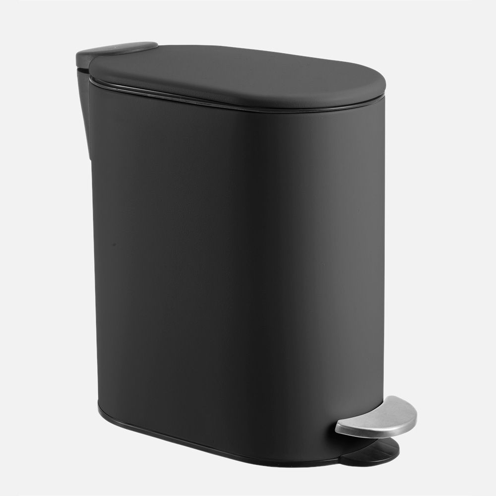 Oval Dust Bin Soft Close, 5L - Black | Linen Chest