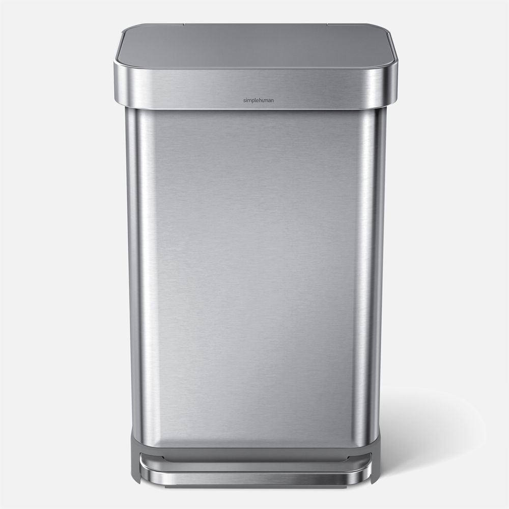 simplehuman 45L Rectangular Step Can with Liner Pocked, Brushed ...