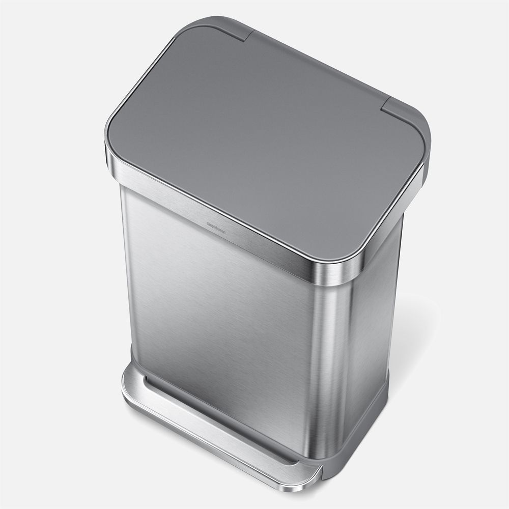 simplehuman 45L Rectangular Step Can with Liner Pocked, Brushed ...