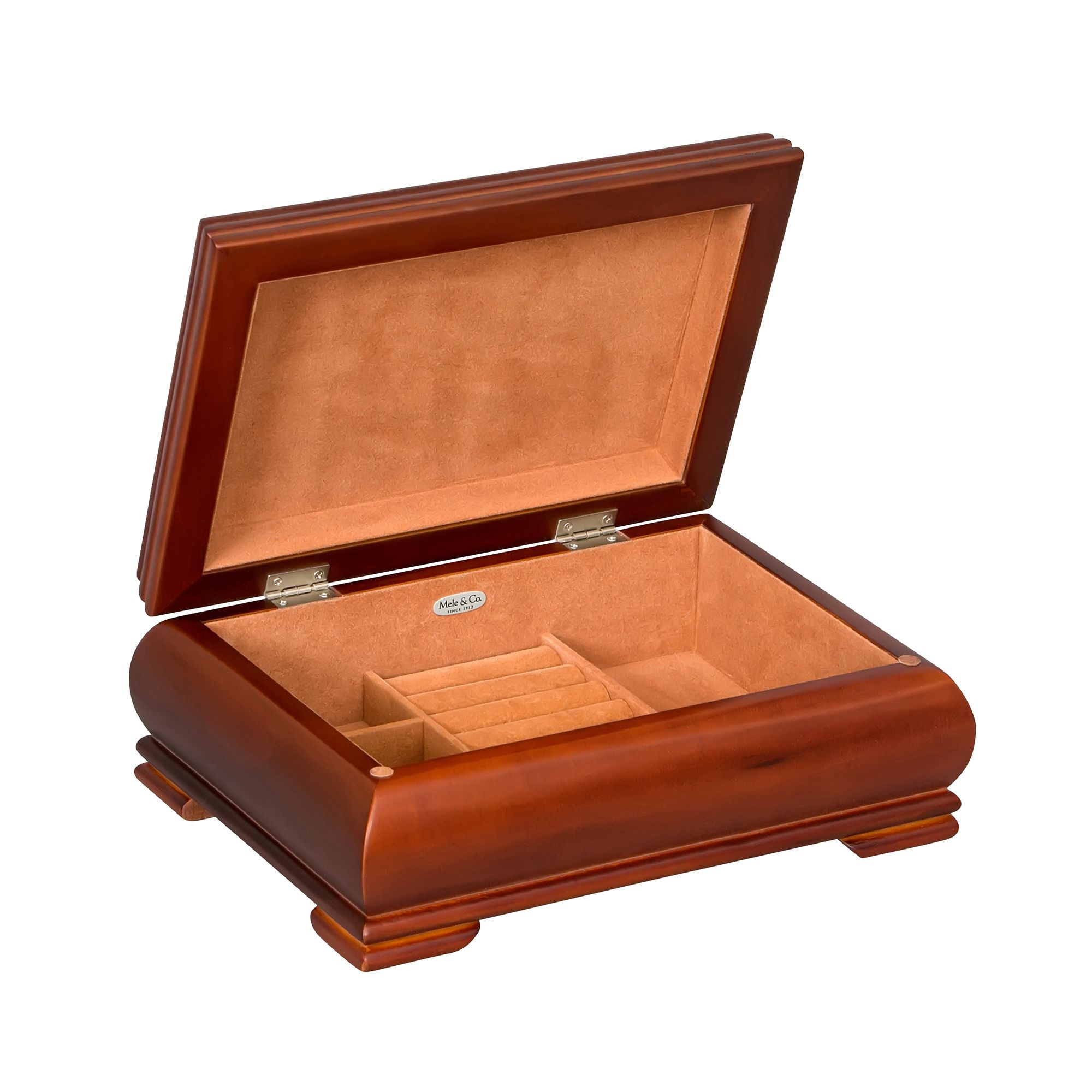 Mele and Co Carmen Finish Wooden Jewellery Box - Walnut | Linen Chest