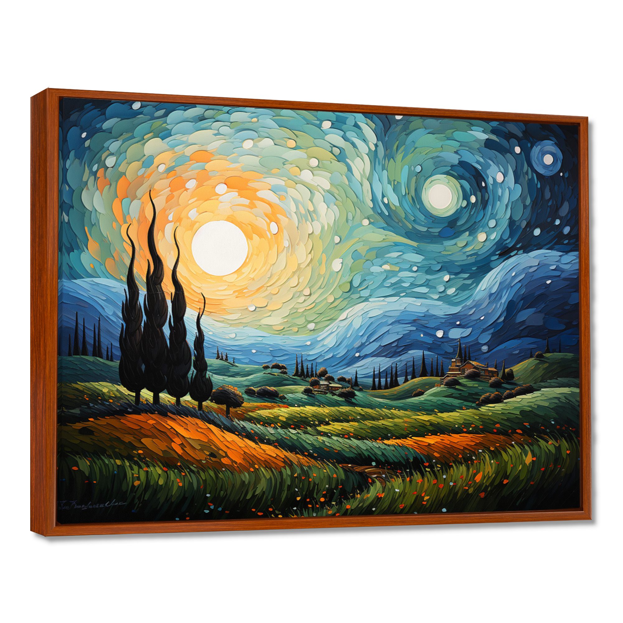 Van Gogh Inspired Swaying Cypress – Expressive Landscape Painting ...