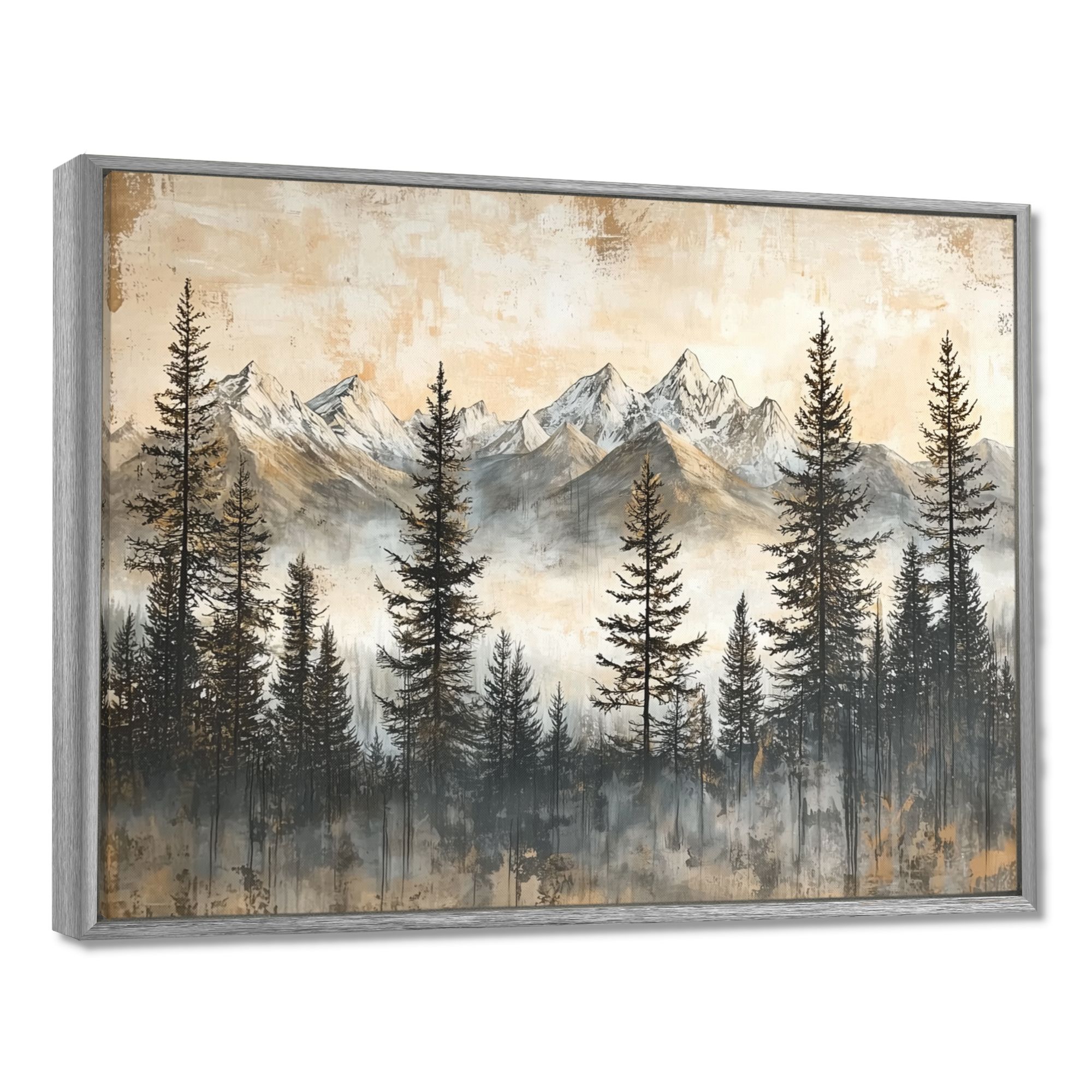 Timber Peaks – Minimalist Winter Mountain Scene | Linen Chest