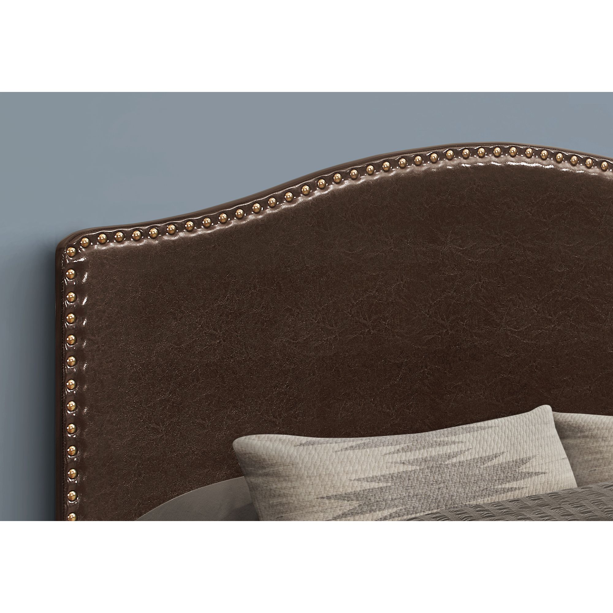 Upholstered Headboard with Antique brass-finish Nailheads - Queen ...