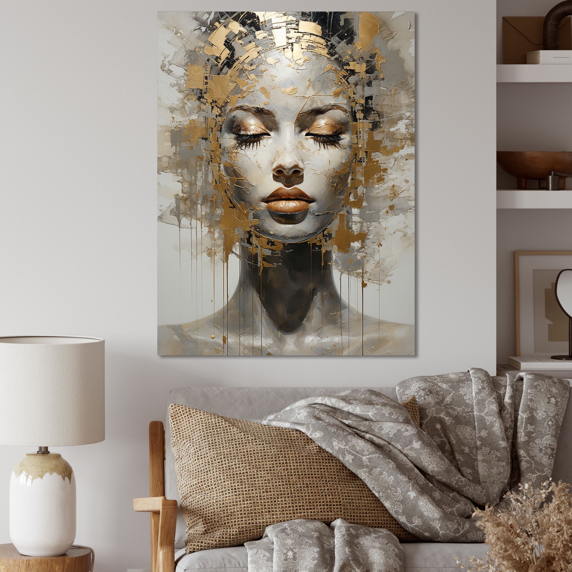 Meditating Woman – Peaceful Mind and Spirit Abstract | Linen Chest