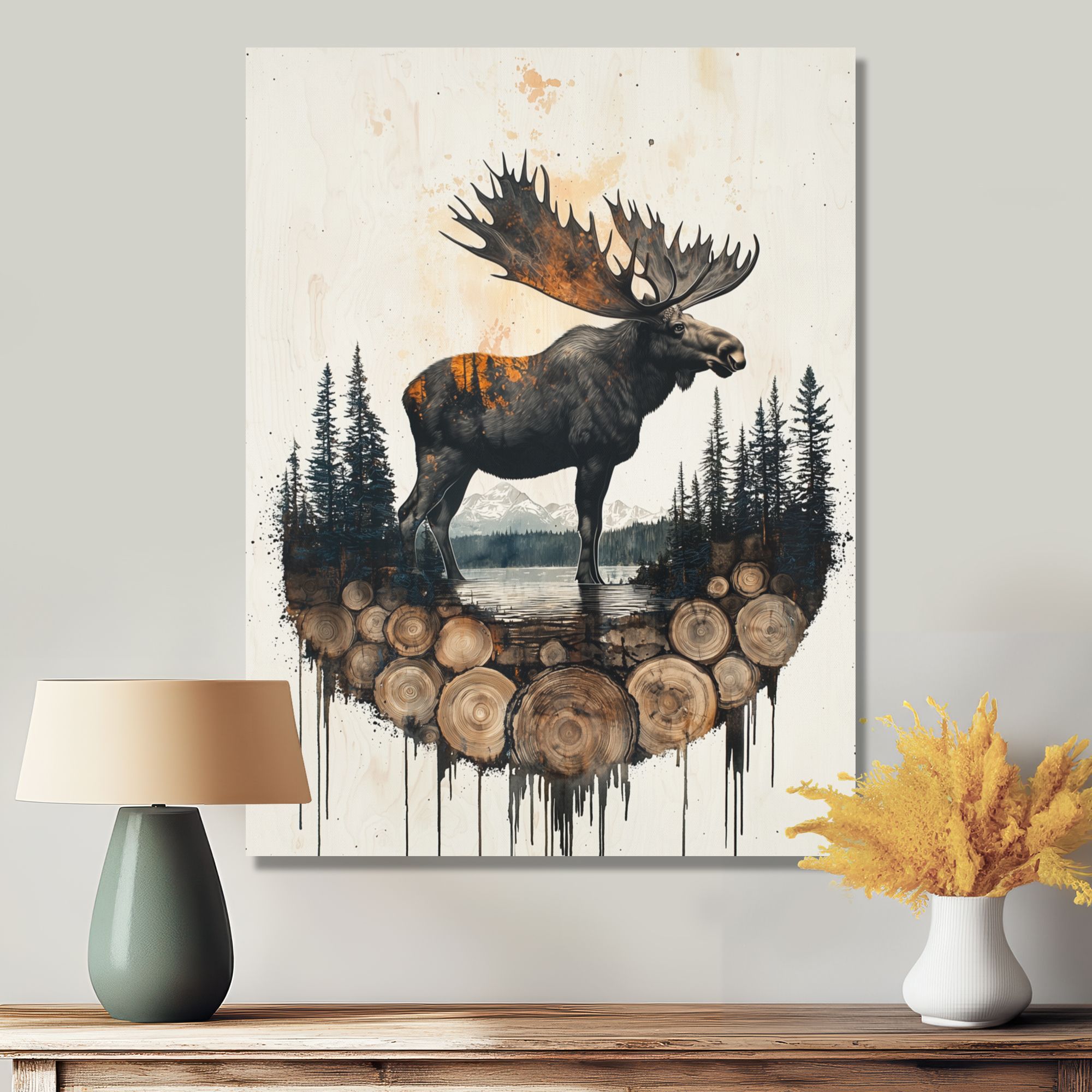 Canadian Moose – Tranquil Lake Reflection Scene | Linen Chest