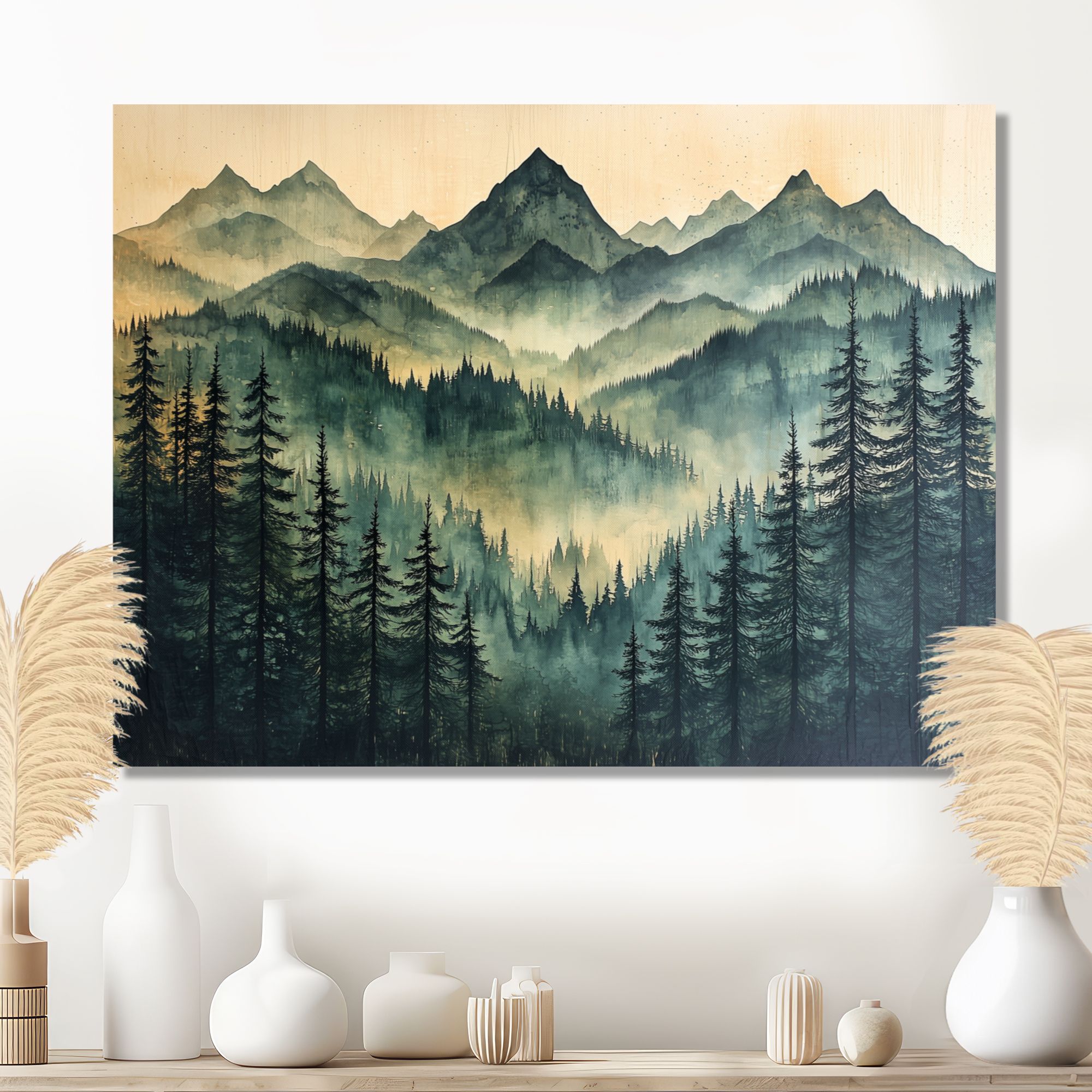 Woodland Silhouette – Calm Mountain Horizon | Linen Chest