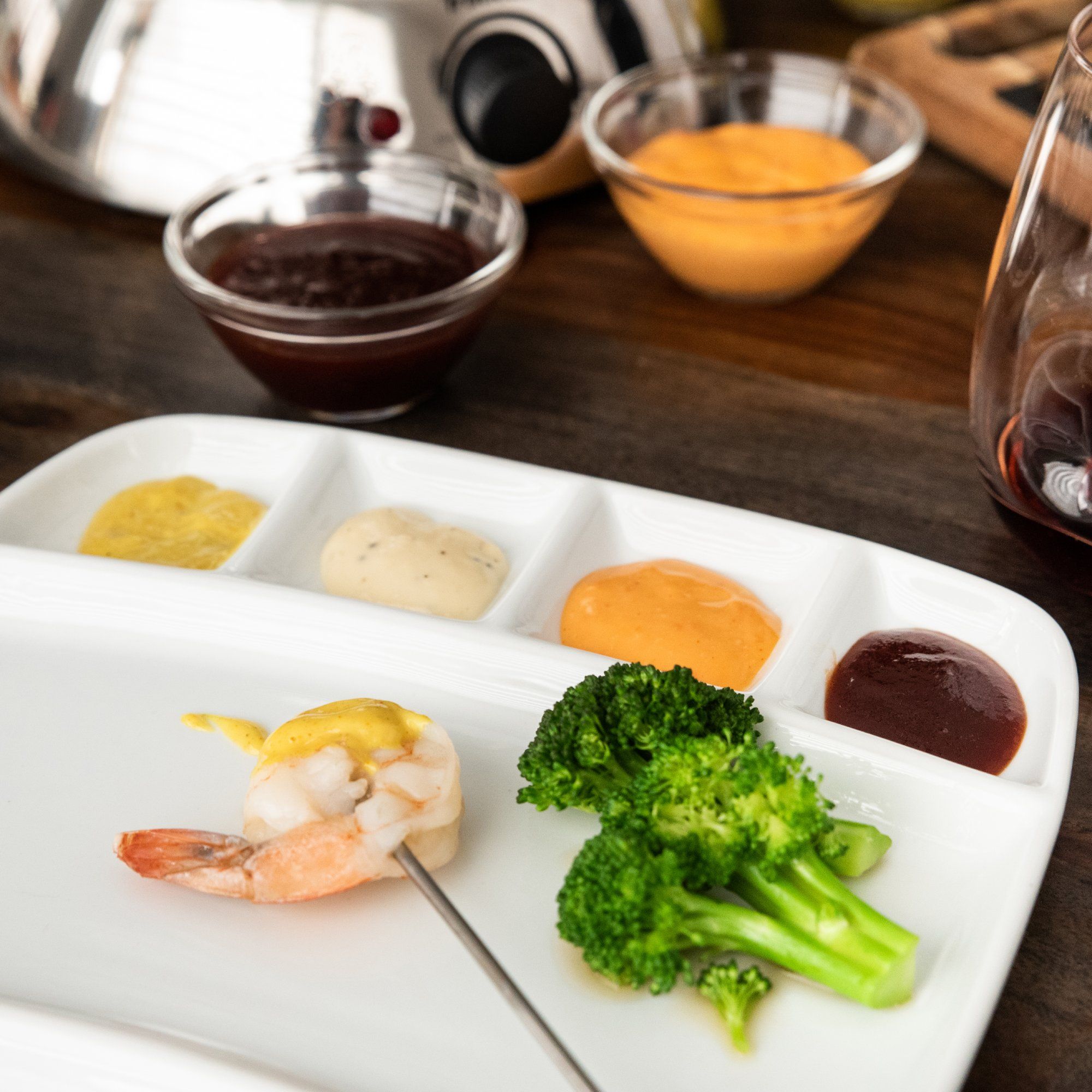 Trudeau Square Fondue Plates - White, Set of 4 | Linen Chest